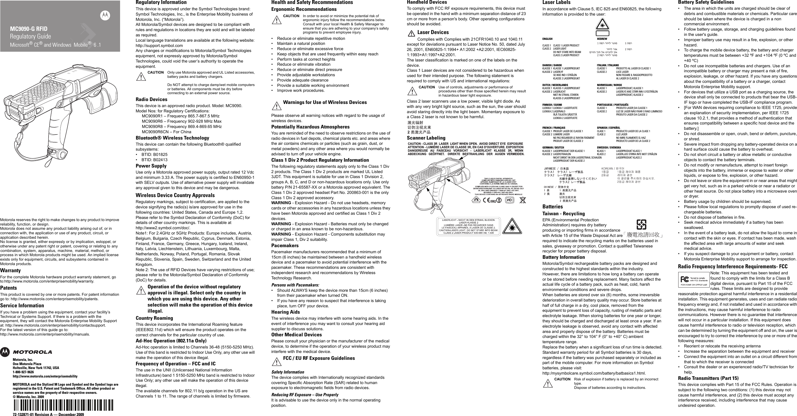 Intelleflex MC9090 RFID Gun with WLAN and BT User Manual