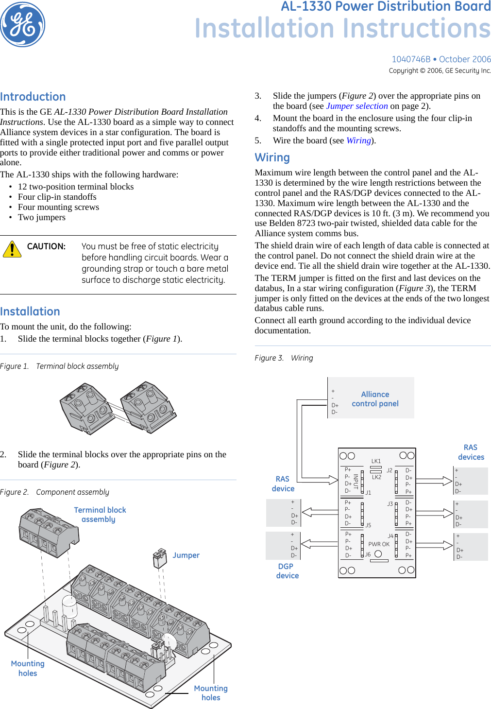 InterLogix 1040746 B Al 1330 Power Installs 1040746B inin User Manual