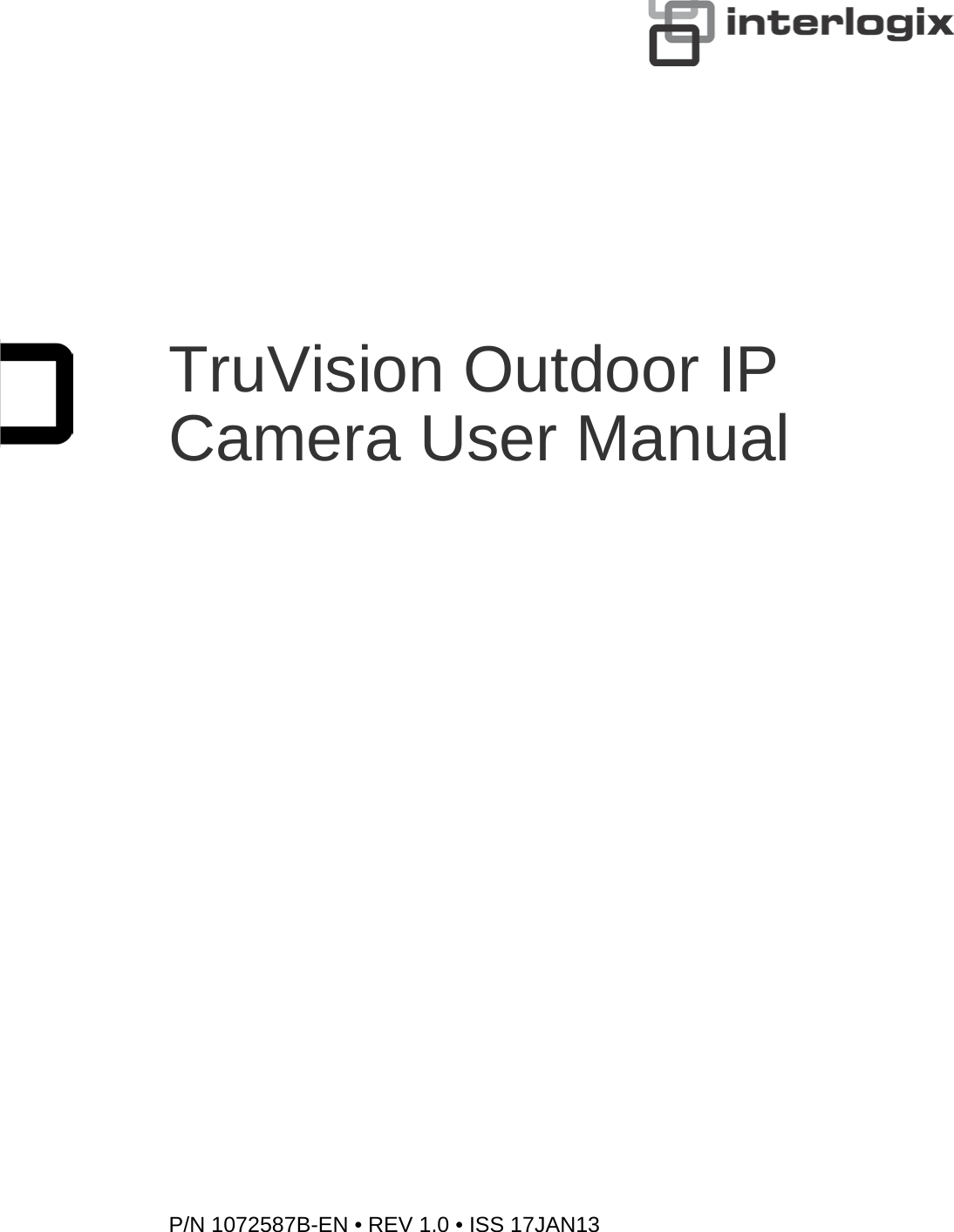 InterLogix 1072587B Truvision Outdoor Ip Camera User Manual En Tru Vision