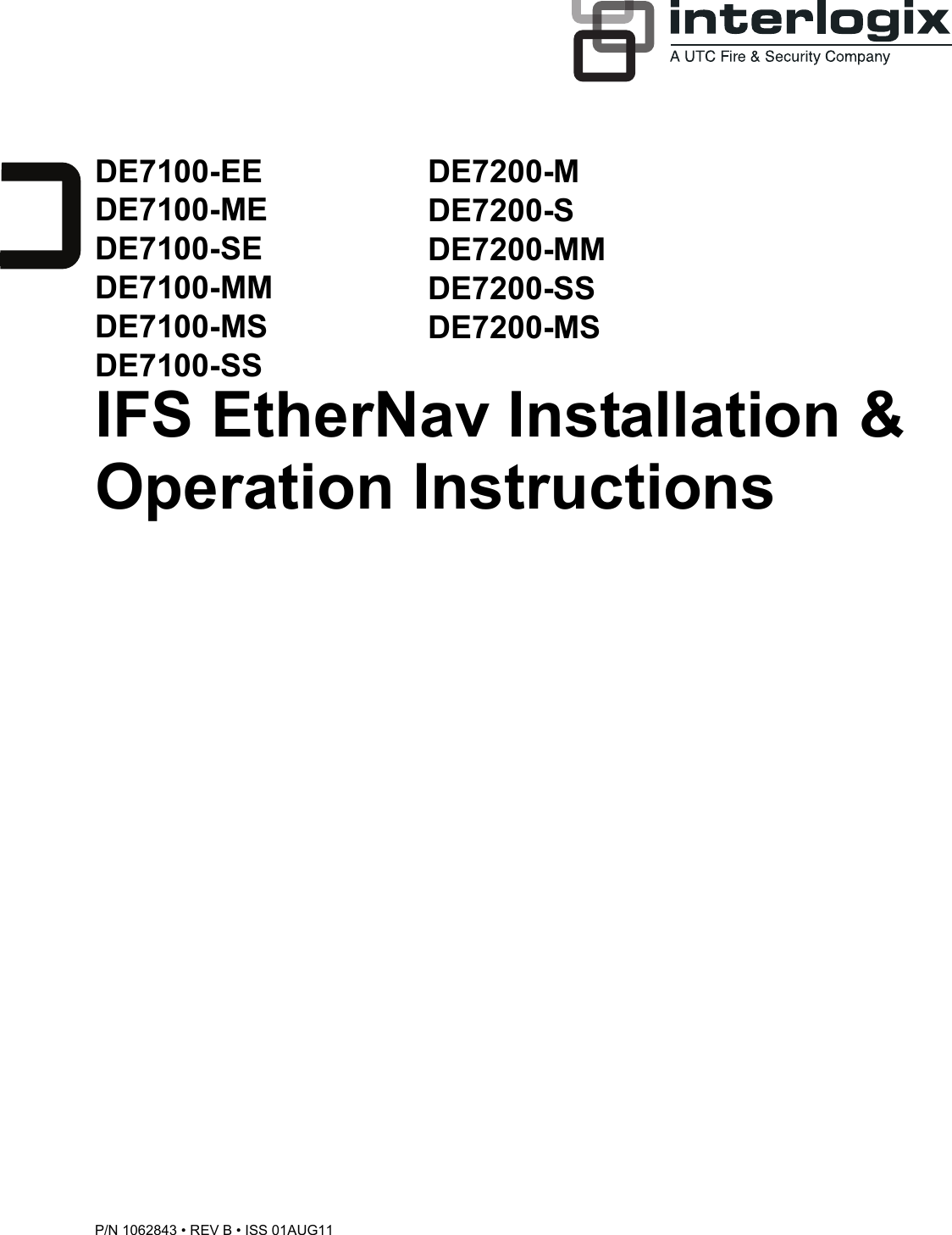DE7100 Ifs 7200 Series Install & Oper Instr
