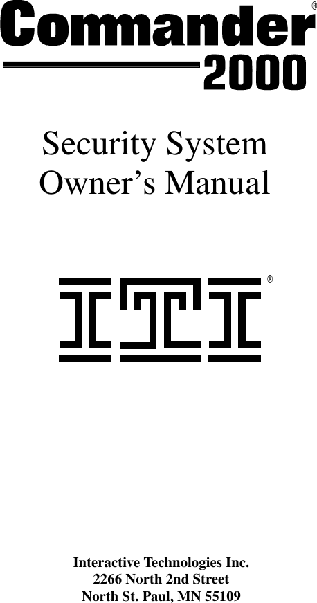 46 585.bk ITI Commander 2000 Owner's Manual