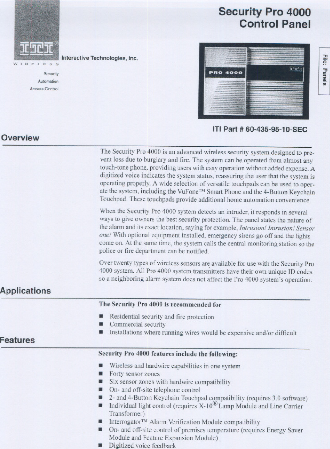 ITI Security Pro 4000 Data Sheet