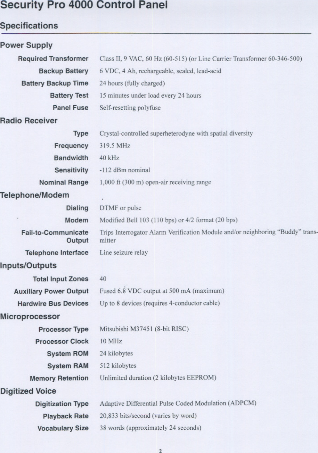 ITI Security Pro 4000 Data Sheet
