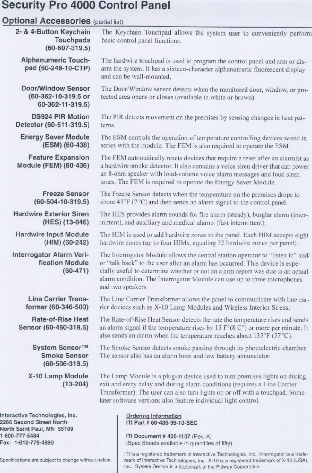 ITI Security Pro 4000 Data Sheet