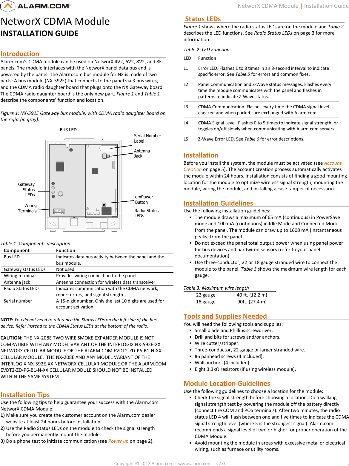 InterLogix Nx Cdma Module Installguide En V2.0 NetworkX GSM User Manual