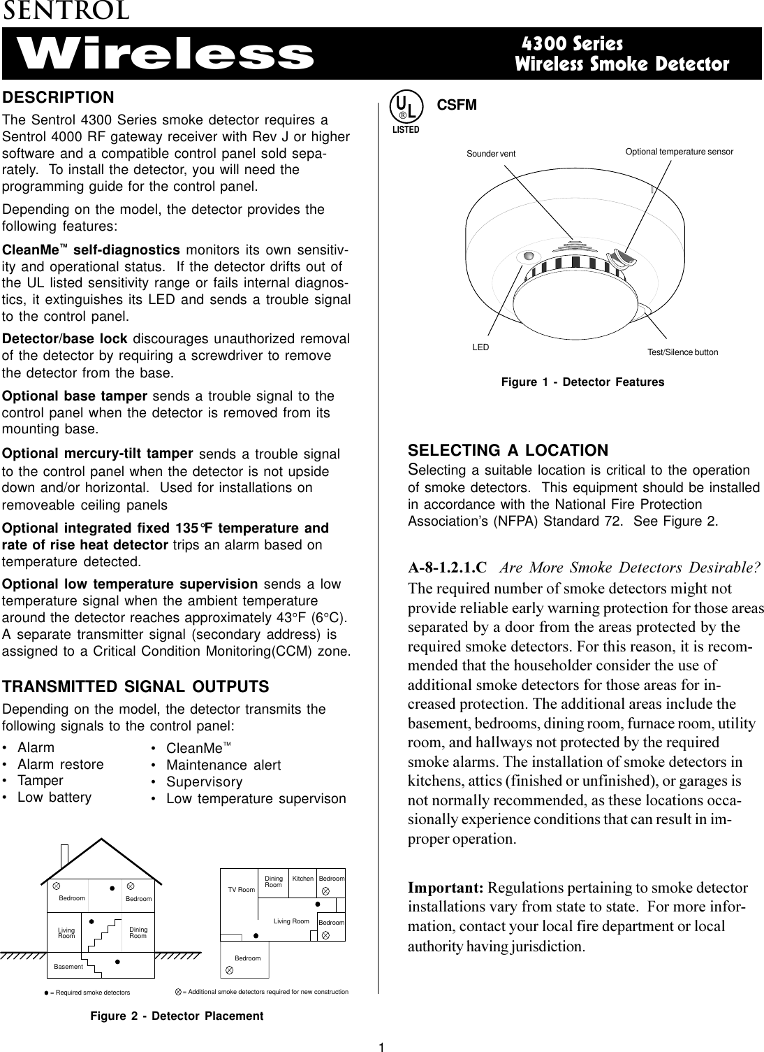 Sentrol 4300 Series Install Instructions 2000