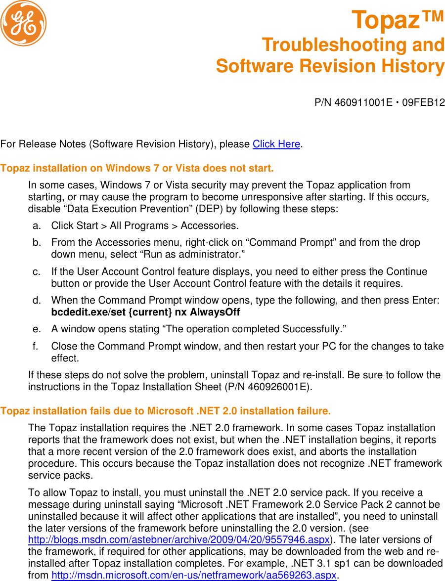 Topaz Troubleshooting And Release Notes Application Note