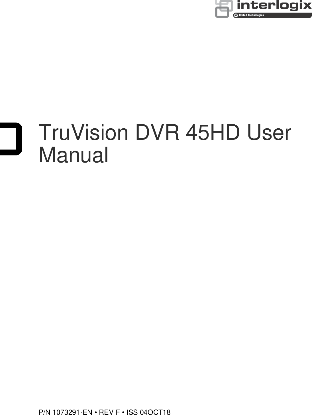 TruVision DVR 45HD User Manual 1073291f en