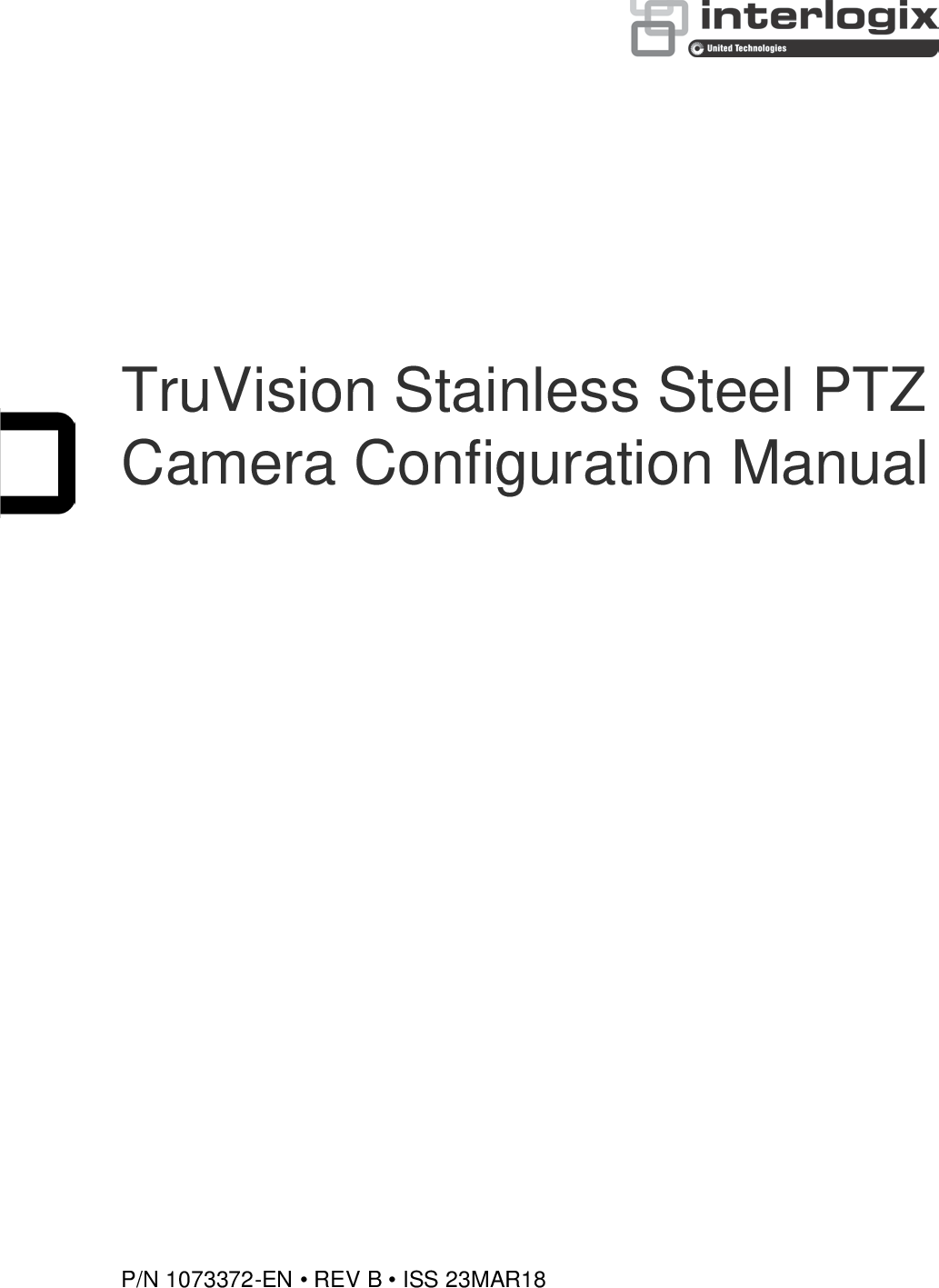 TruVision Stainless Steel PTZ Camera Configuration Manual 1073372b en