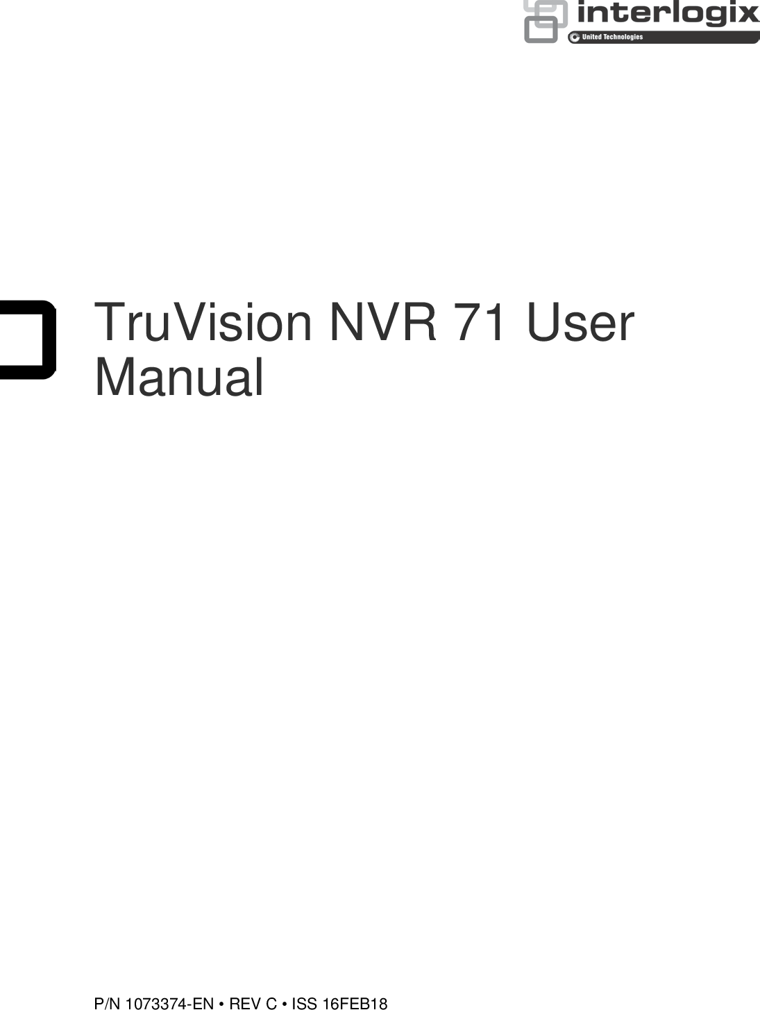 TruVision NVR 71 User Manual 1073374c en