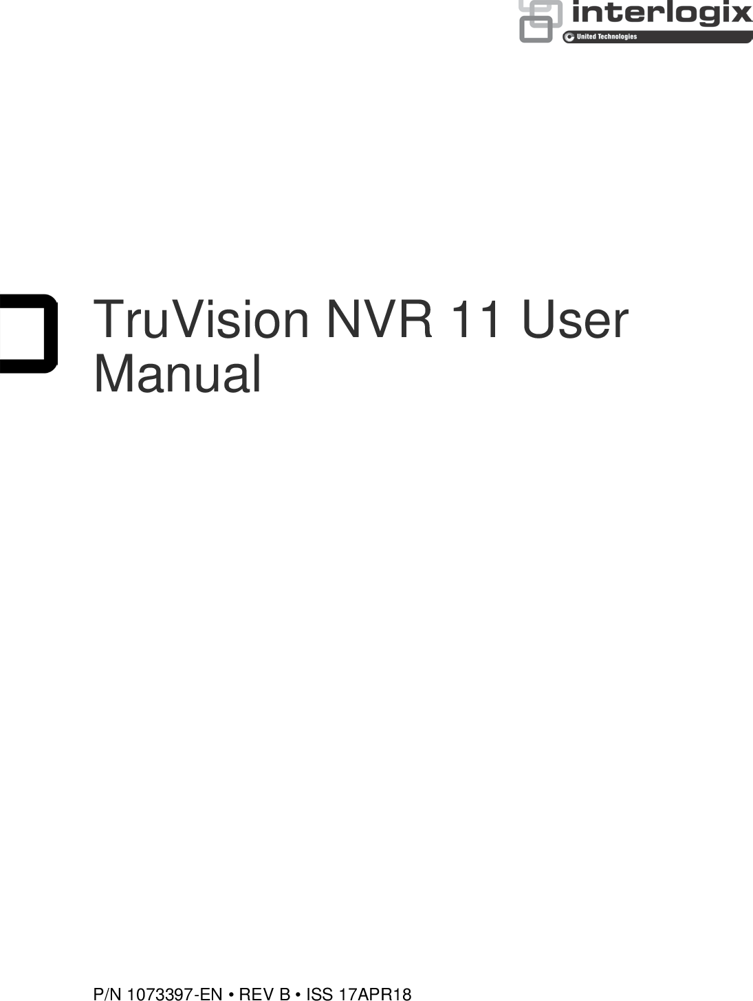 TruVision NVR 11 User Manual 1073397b en