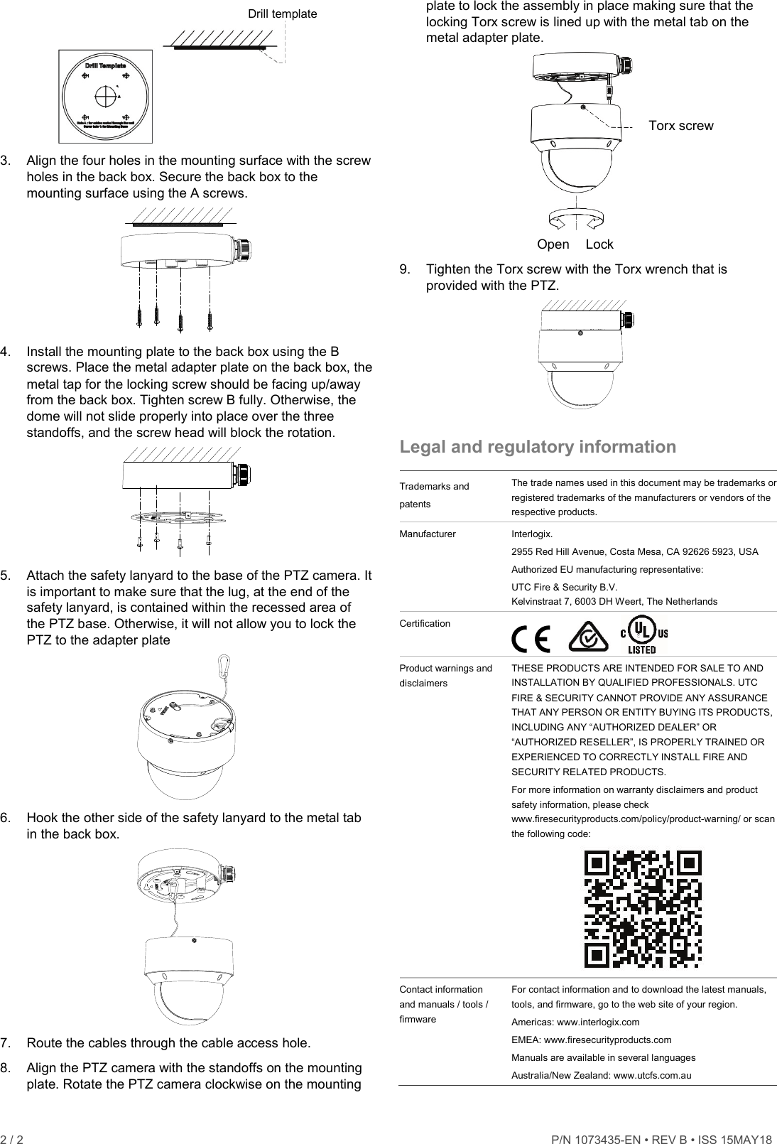 TVP CBB Compact PTZ Back Box Installation Instructions 1073435b en