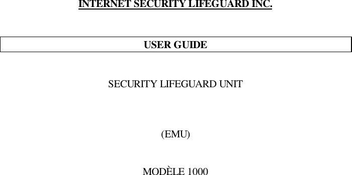 Internet Security Lifeguard EMU1000 EMU-1000 User Manual Users guide