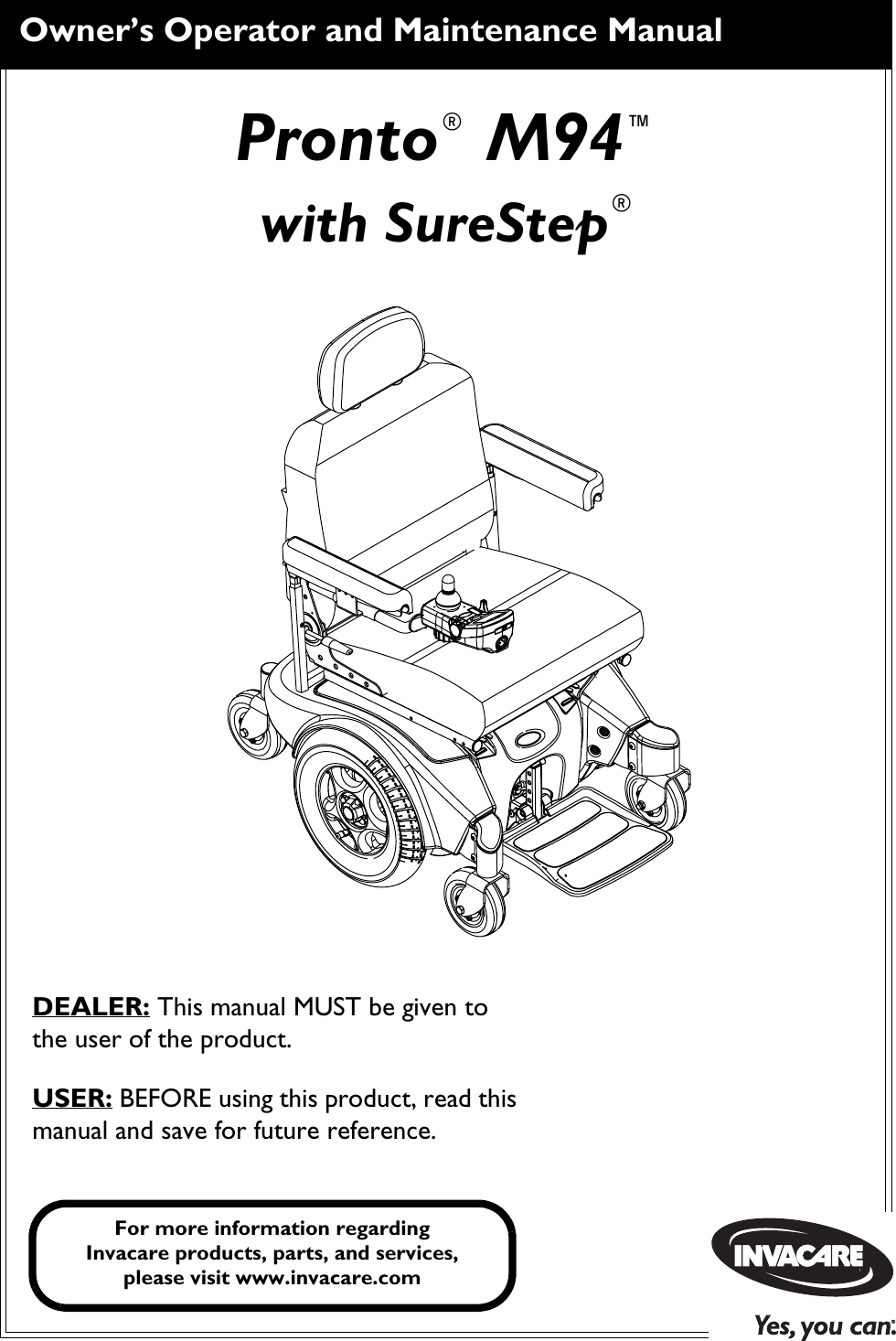 Invacare Pronto M71 Users Manual 1122145G
