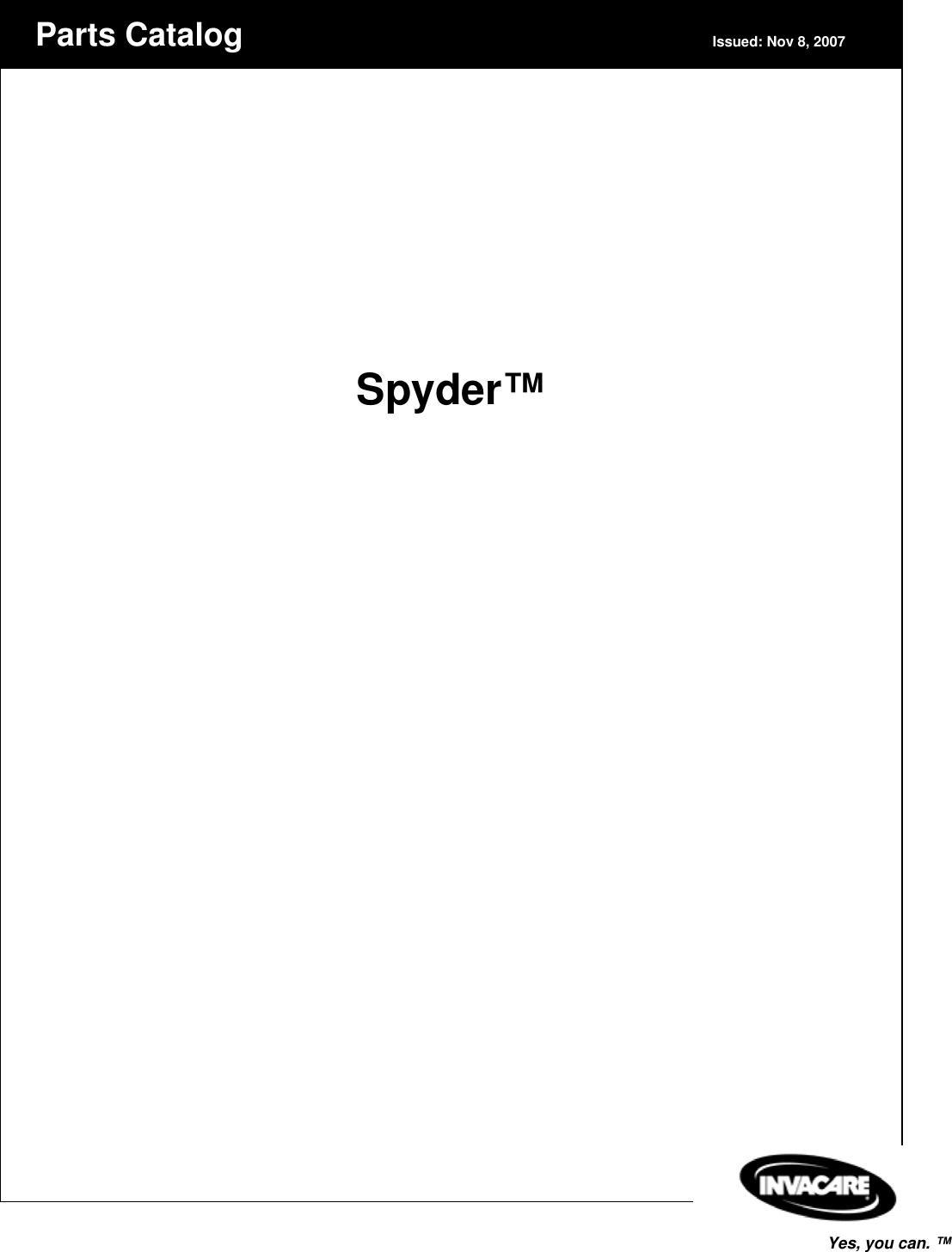 Invacare Spyder Users Manual