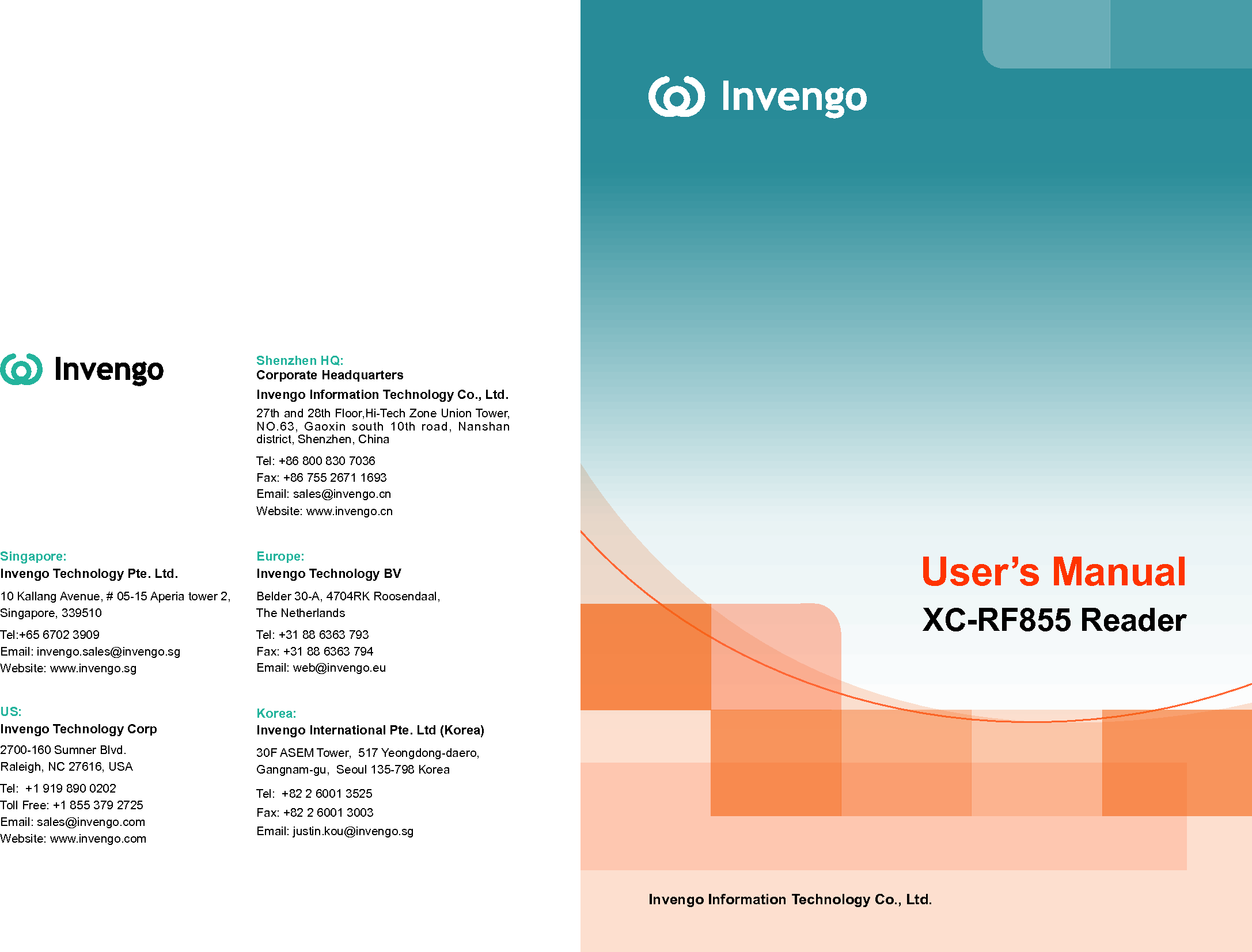 Invengo Information Technology XC-RF855 reader-writer User Manual