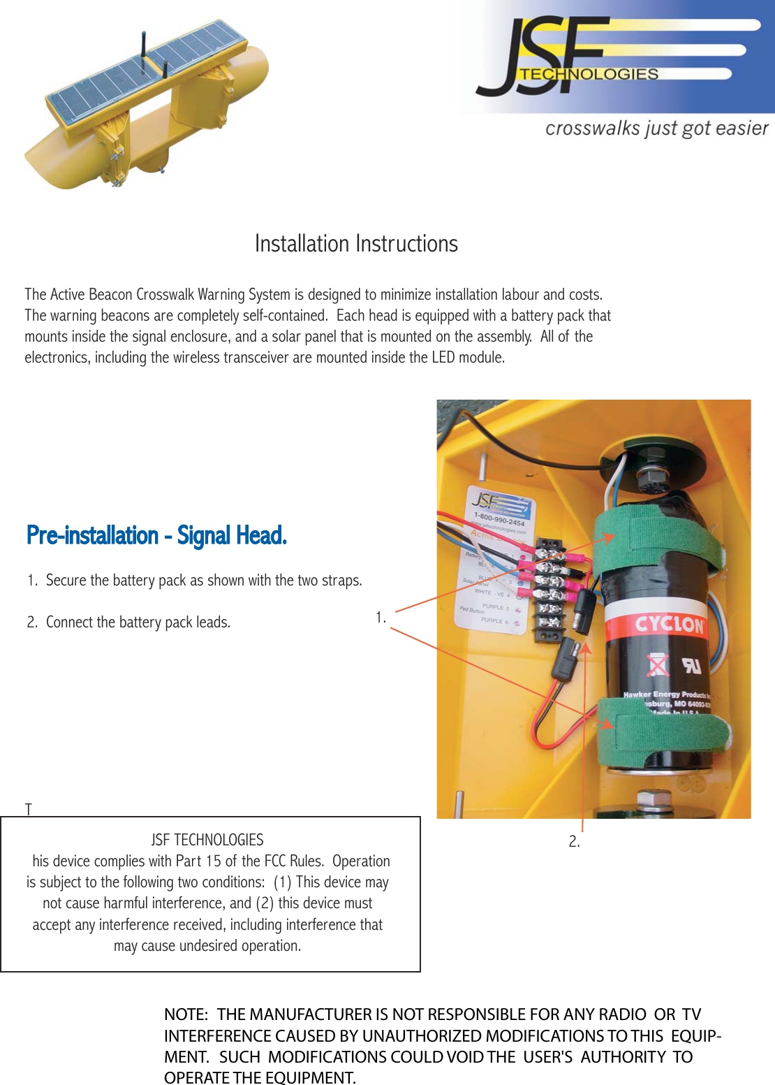 J S Foster AB400 ACTIVE BEACON User Manual Back to back installation ...