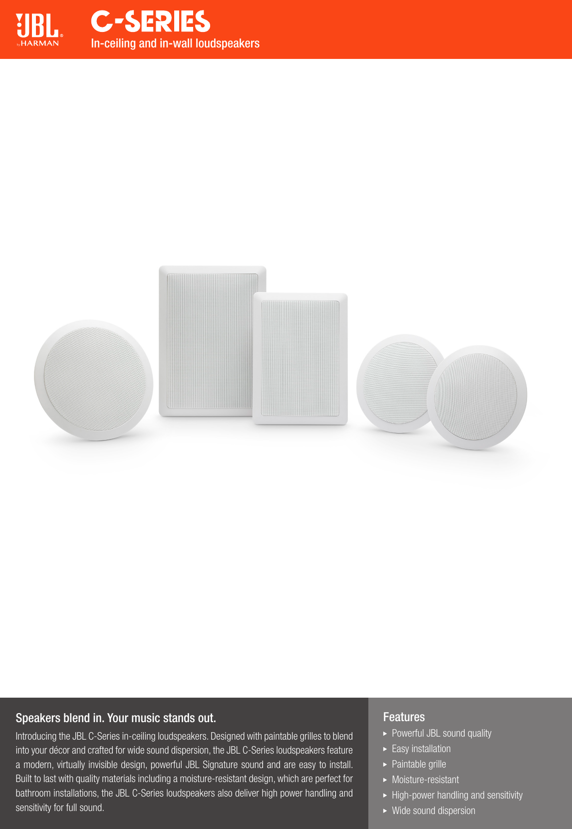 JBL C series Spec Sheet English