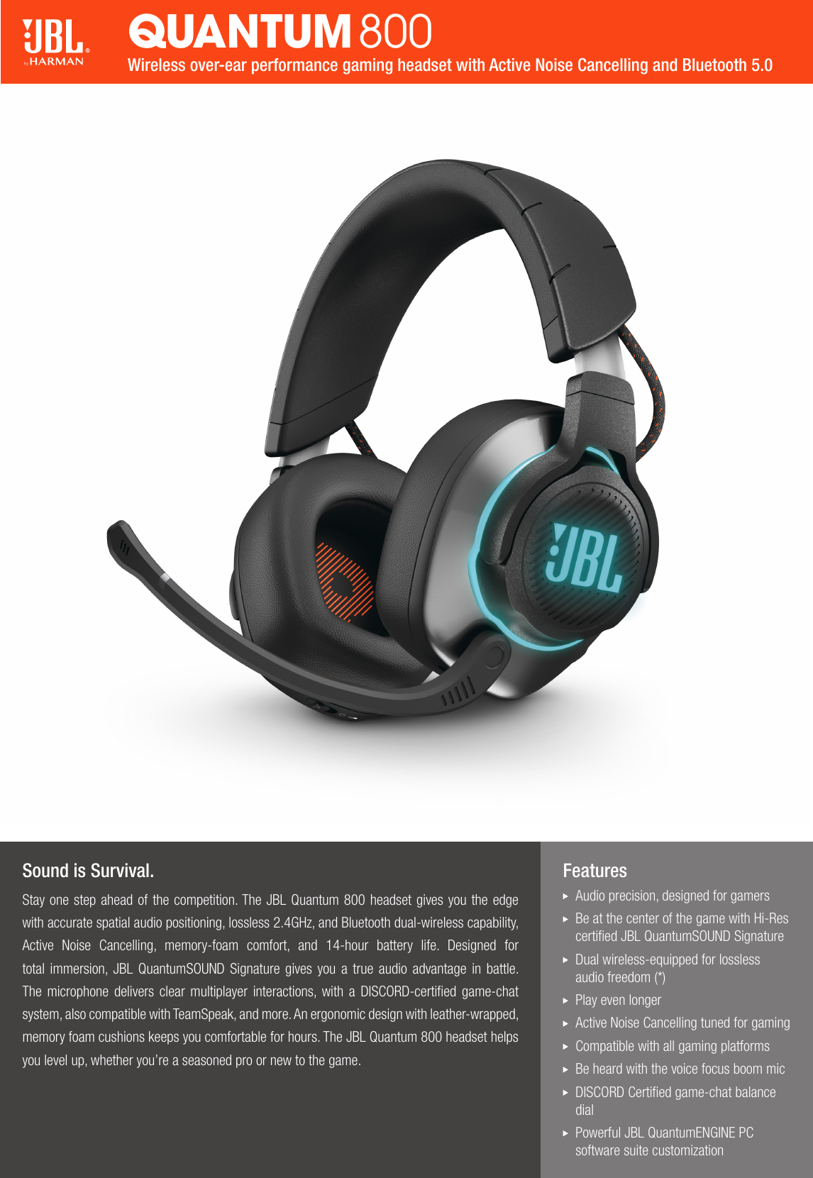 JBL Quantum 800 Spec Sheet English