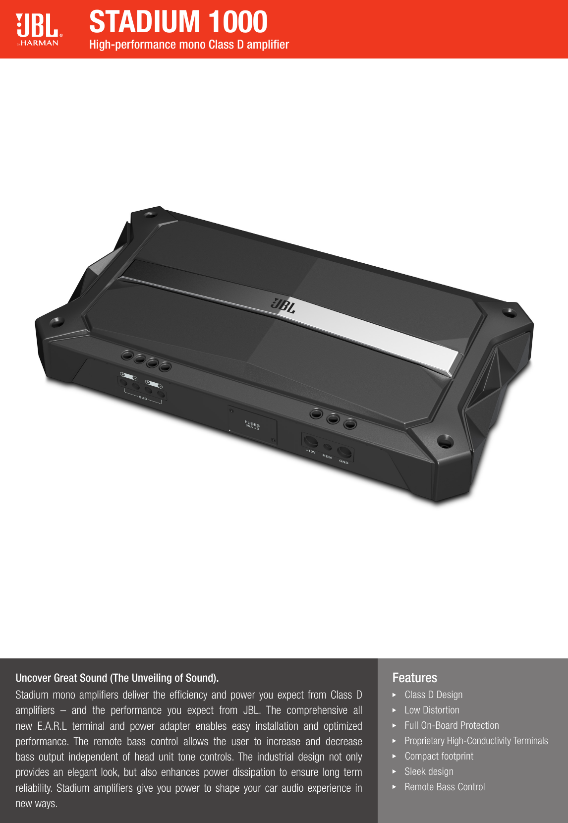 JBL Stadium Amplifiers1000 Spec Sheet English