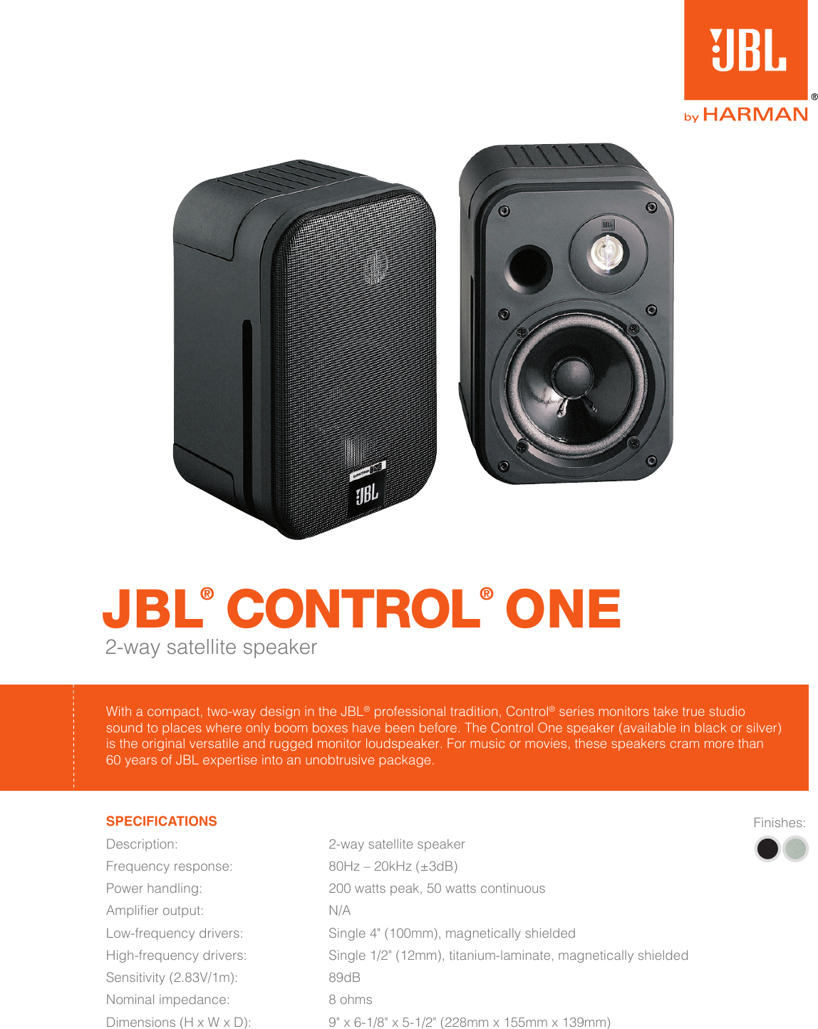JBL Spec Sheet (EN) English 523 KB Specification Control One (English) 2
