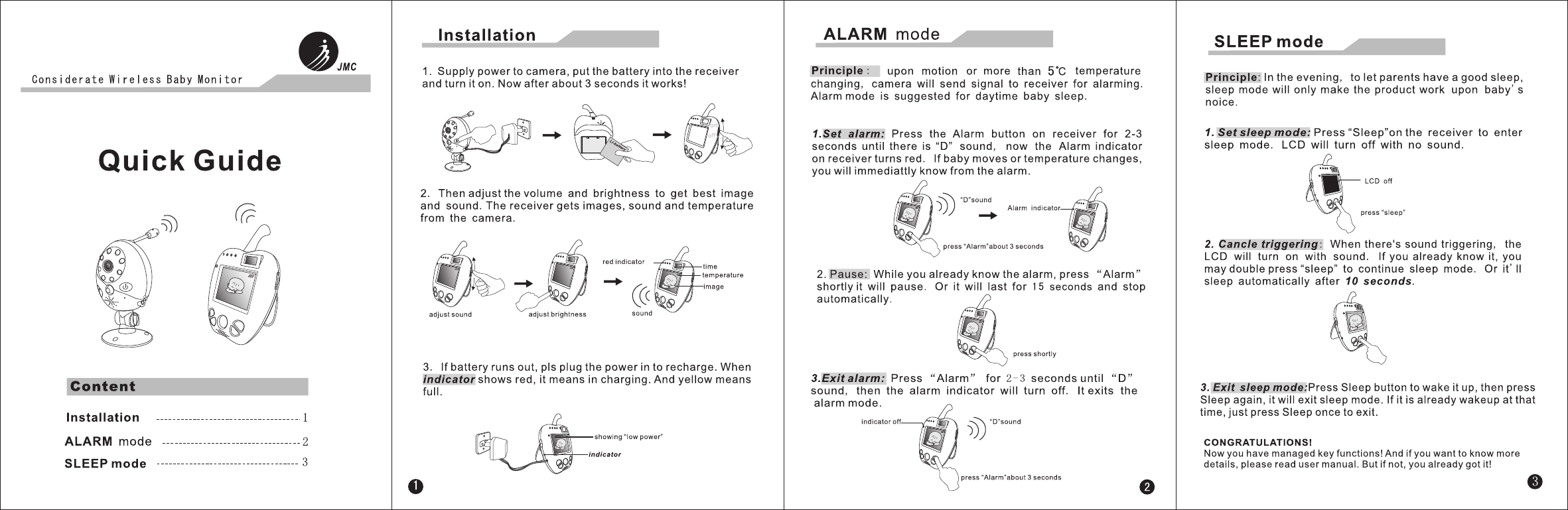 JMC Electron JMC-816Q 2.4G WIRELESS DIGITAL BABY MONITOR User Manual 1