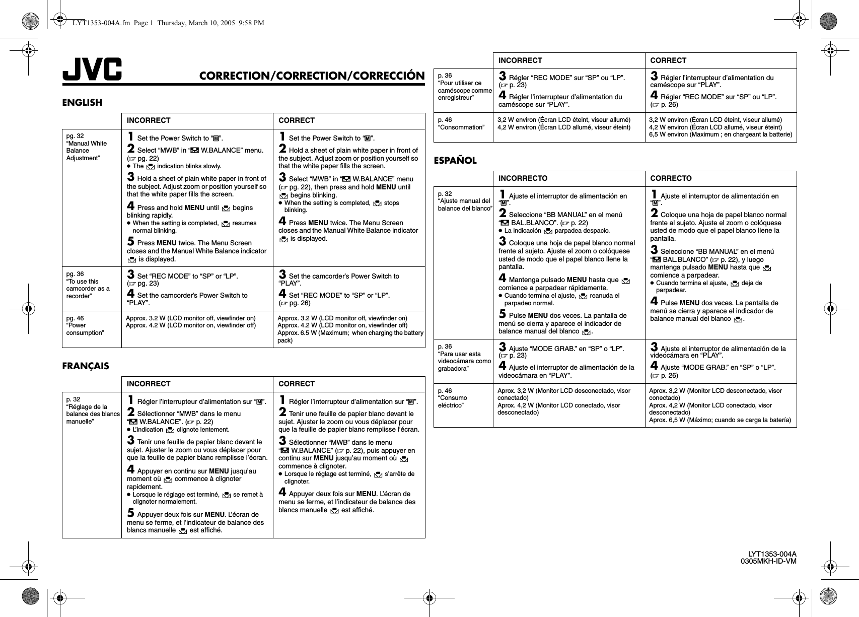 JVC GR D250US D295/D271US_Sheet User Manual Separate Volume1 LYT1353 004A