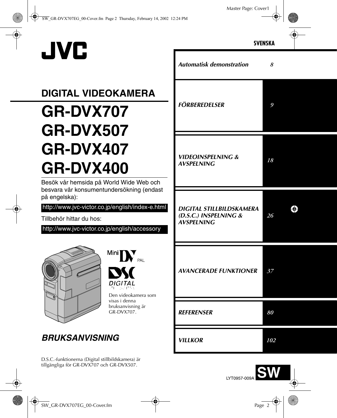 JVC GR DVX400EG Y User Manual Y, DVX407EG LYT0957 009A