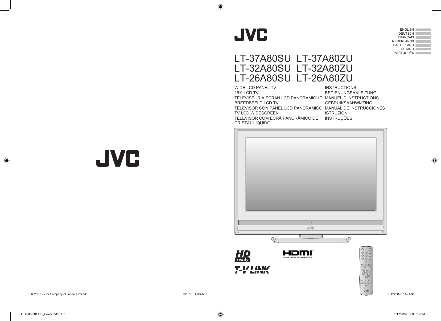 JVC LT 26A80SU 37&32&26A80SUZU User Manual 26A80SU, 26A80ZU, 32A80SU, 32A80ZU, 37A80SU, 37A80ZU ...
