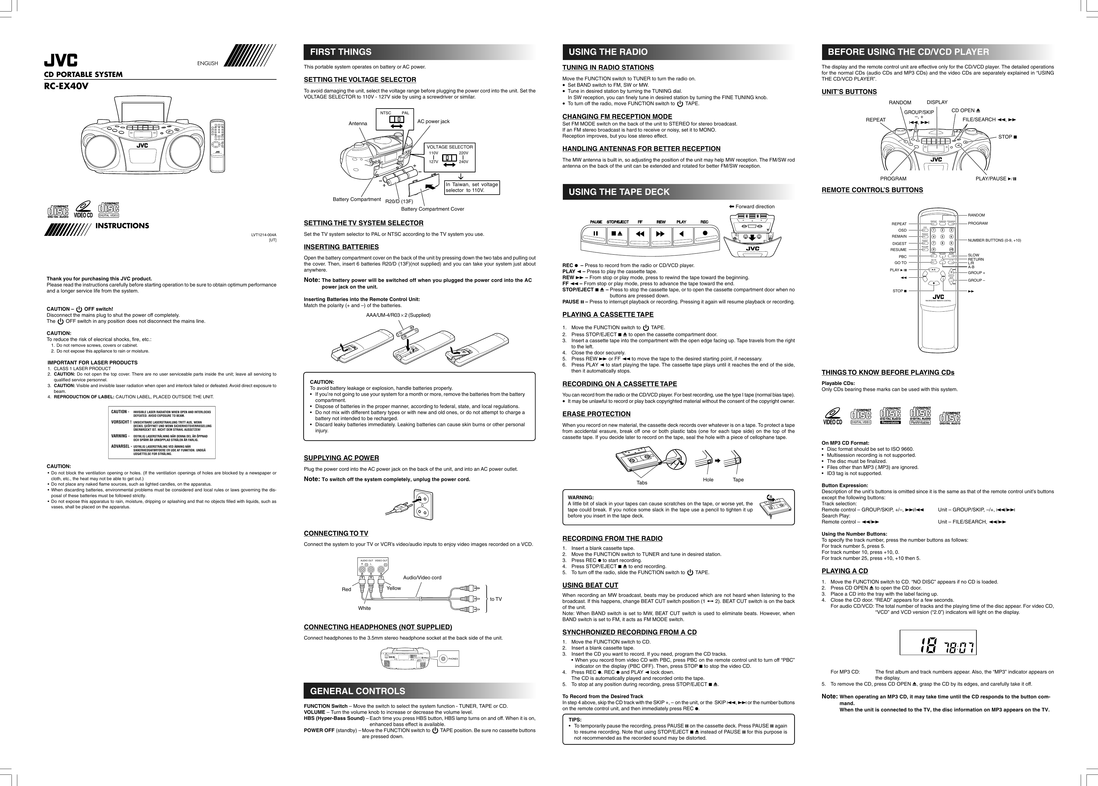 JVC RC EX40VUT EX40V User Manual LVT1214 004A