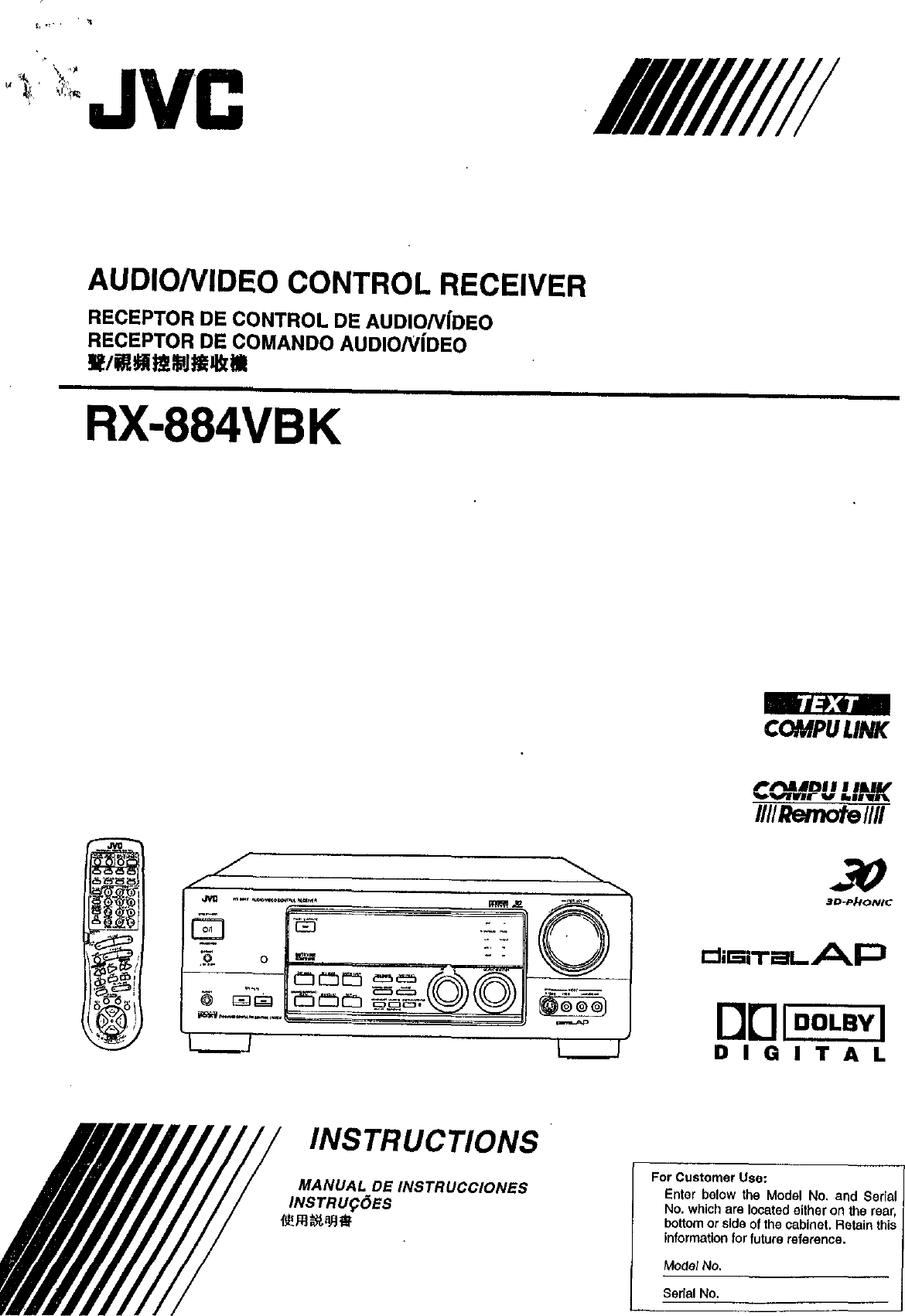 JVC RX 884VBK User Manual INST