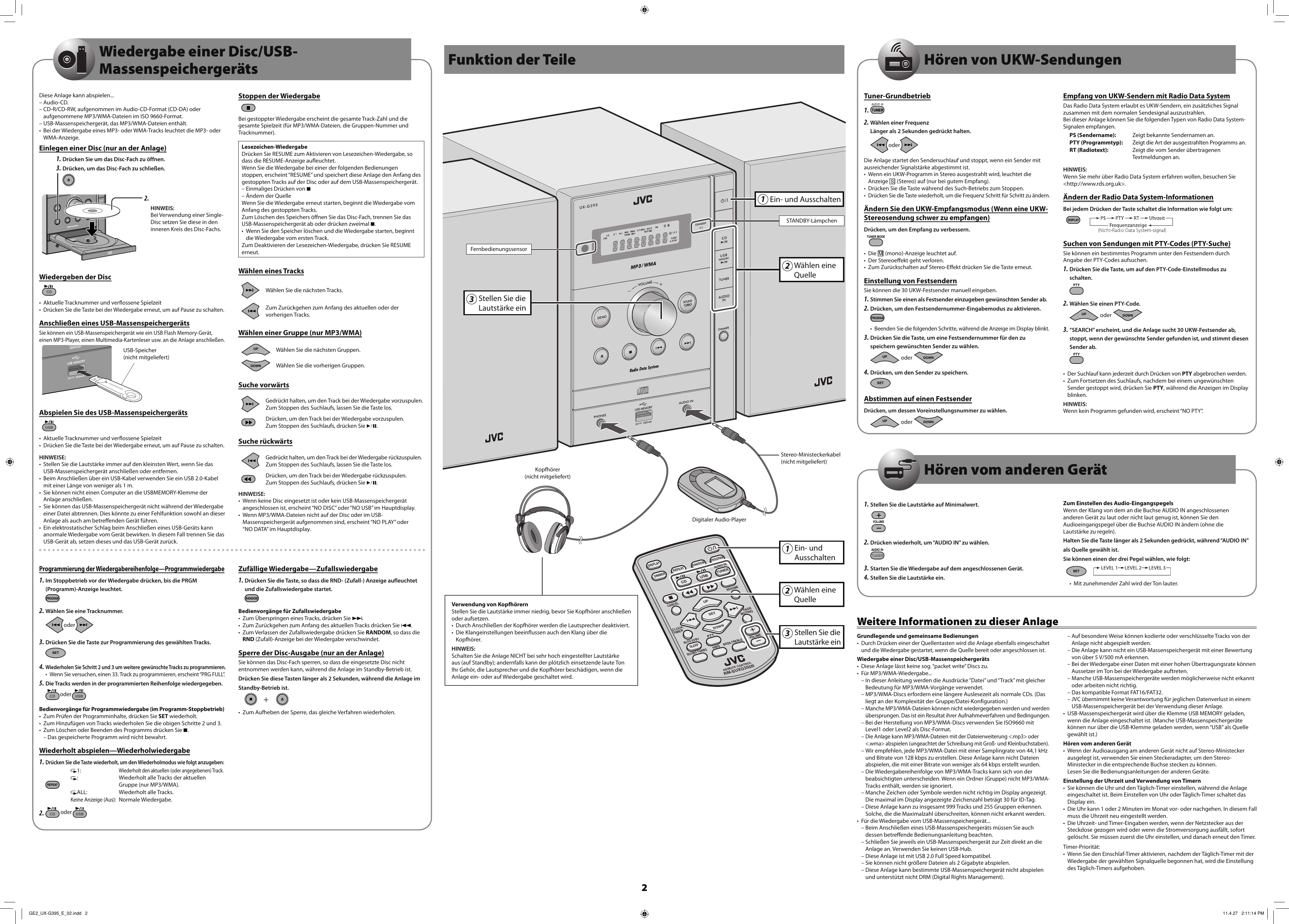 JVC UX G395WE G395[E] User Manual LVT2260 002A