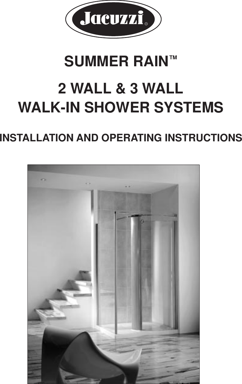 Jacuzzi Summer Rain 2 Wall And 3 Users Manual Shwr Base Install E124