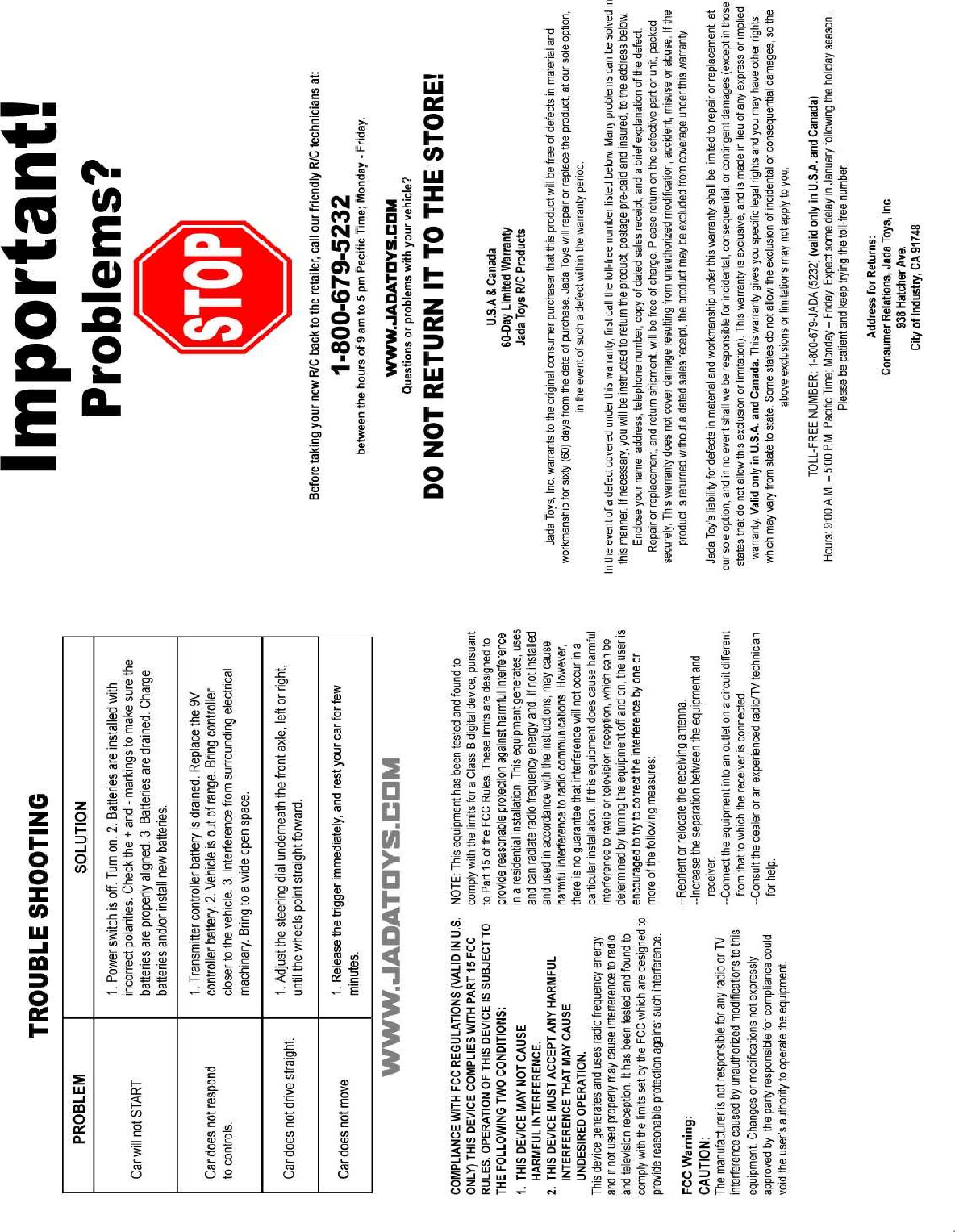 Jada Toys JT27TX89000 RC Transmitter 27 MHz User Manual Part 1