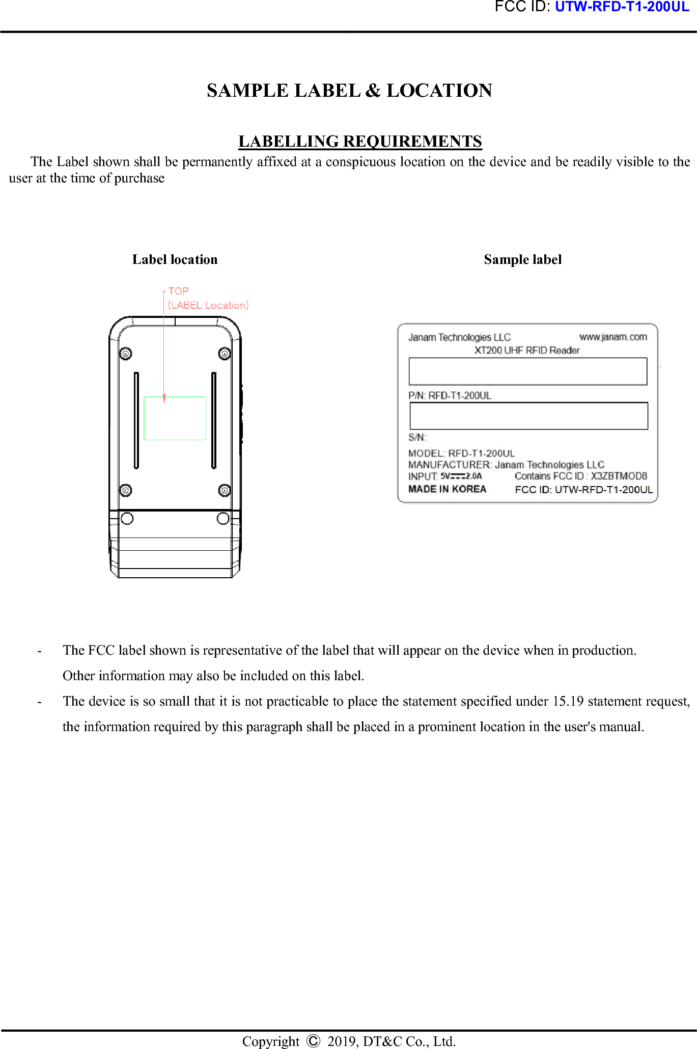 Janam Technologies RFD-T1-200UL UTWRFD-T1-002UL User Manual RFD T1 002 ...