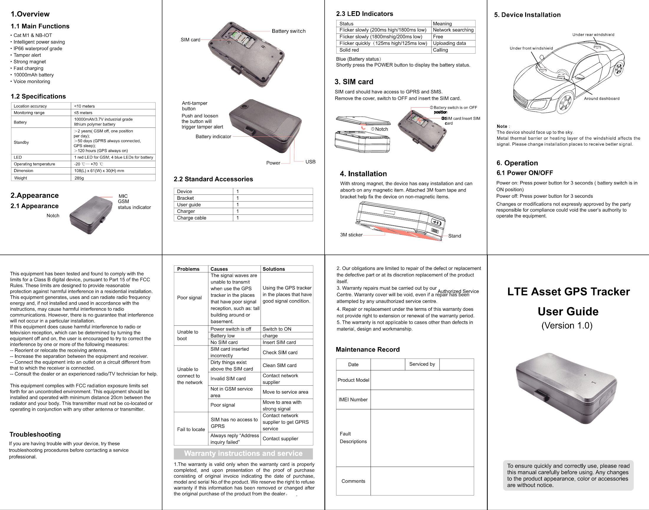 Jimi IoT JM-LL01 Asset GPS Tracker User Manual LL0120200312