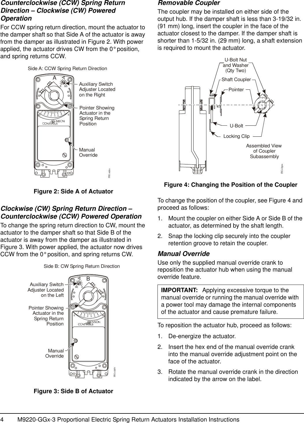 Johnson Controls M9220 Ggx 3 Users Manual Proportional Electric Spring ...