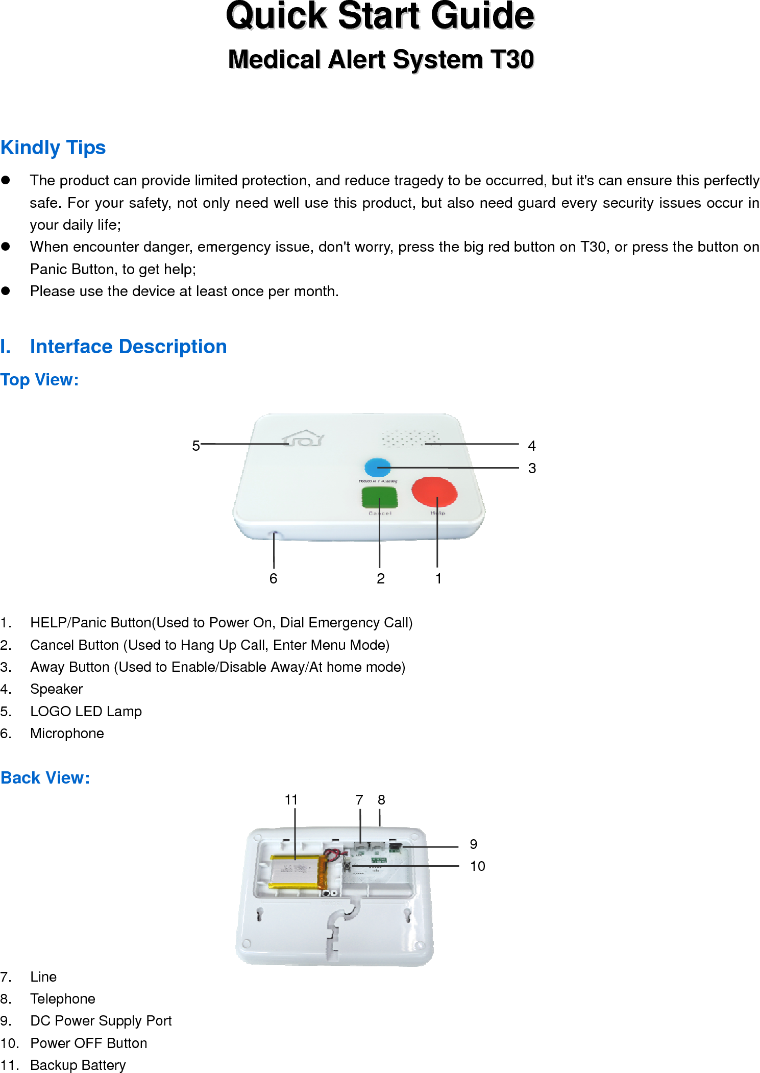 Joy Technology T30 Medical Alert System User Manual 7 use manual ok