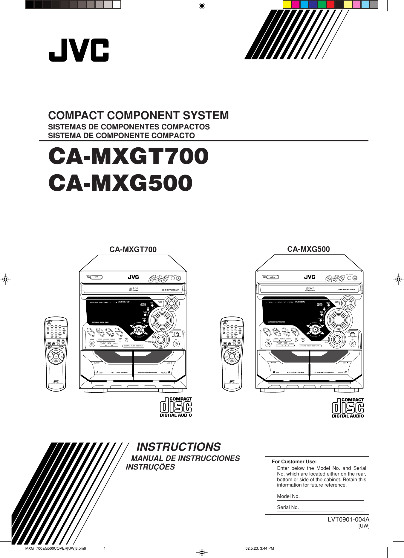 Jvc Ca Mxgt700 Users Manual MXGT700&G500[UW]f.pm6