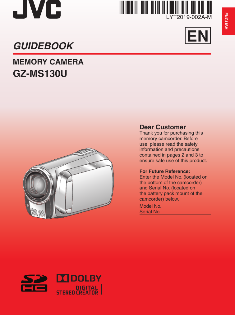 Jvc Everio Gz Ms130Bu Users Manual