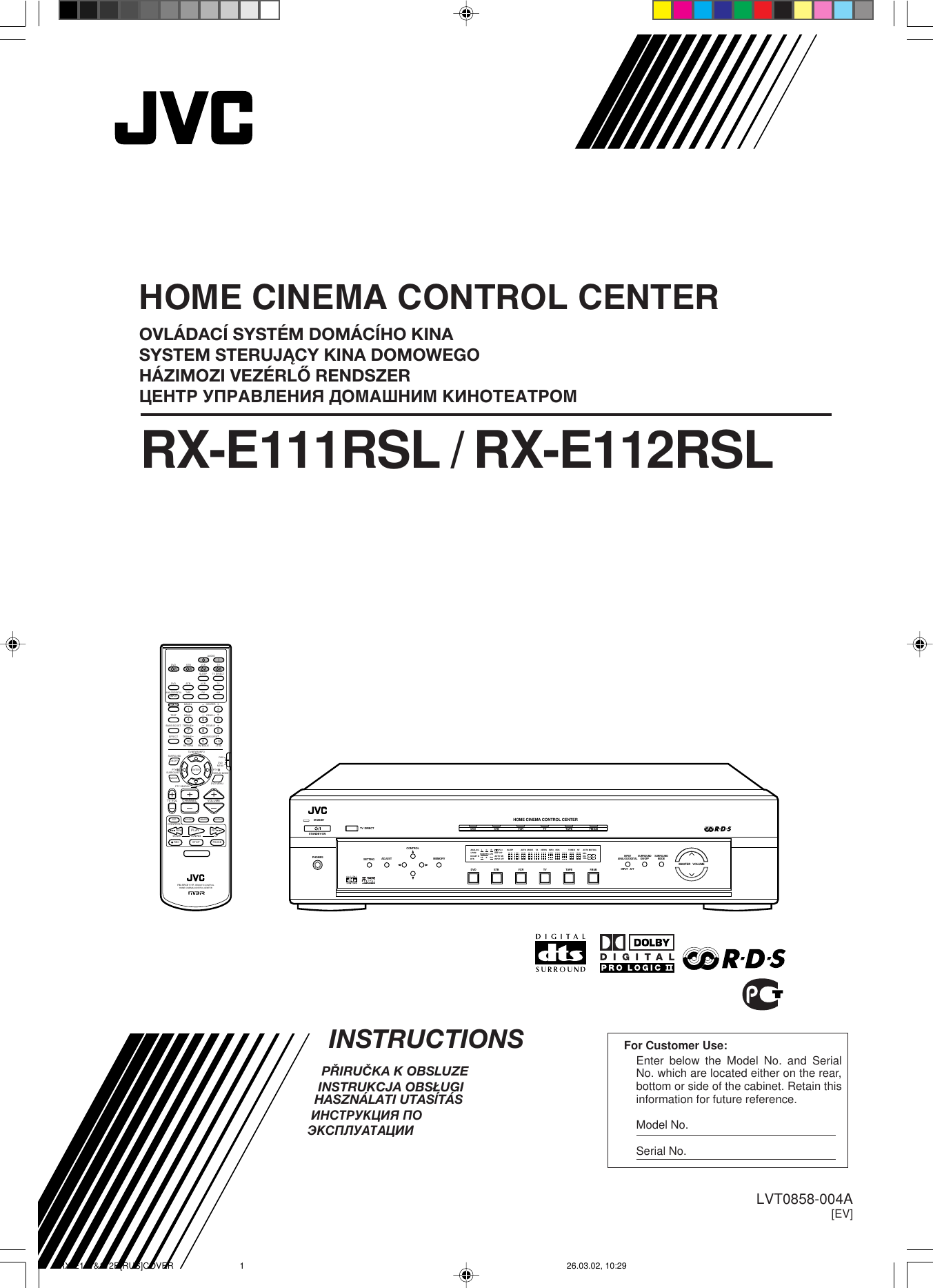 Jvc Rx E111Rsl Users Manual