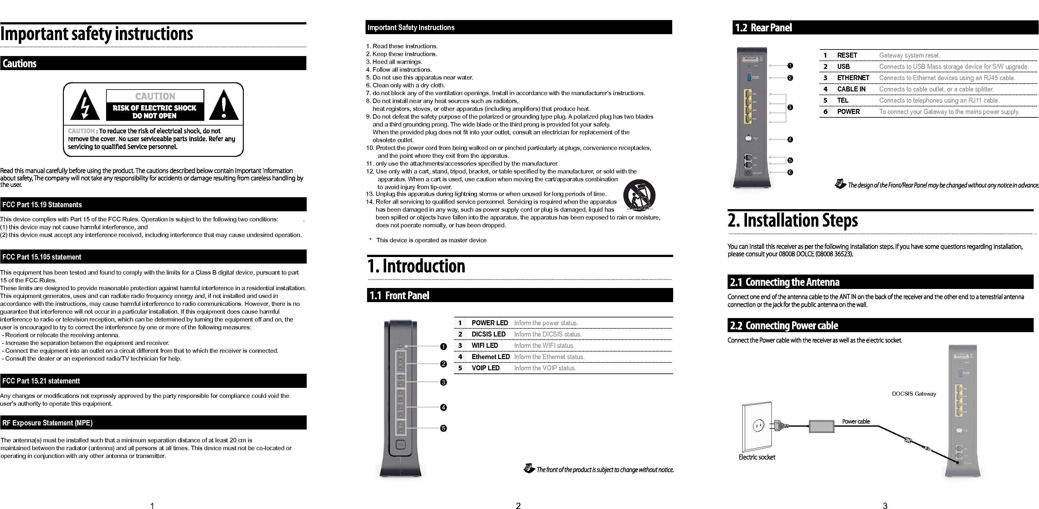 KAONMEDIA CG3000 DOCSIS3.1 Gateway (IT) User Manual 1 VoIP O 190828