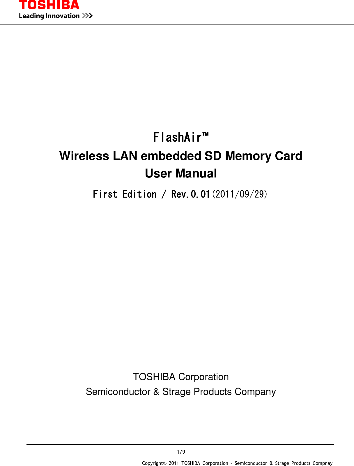 KIOXIA P42350FA1 FlashAir User Manual manual