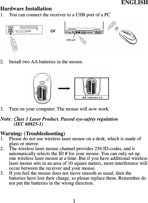 KYE SYSTEMS GMZHP Wireless Mouse User Manual Traveler 605