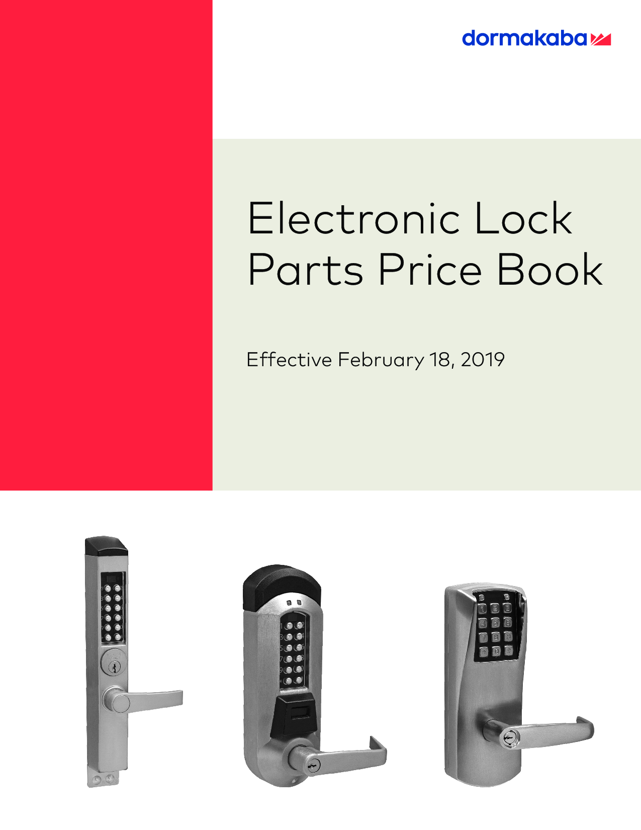 Kaba Access 2019 Electronic Lock Parts Price Book (as Of 2/18/19)