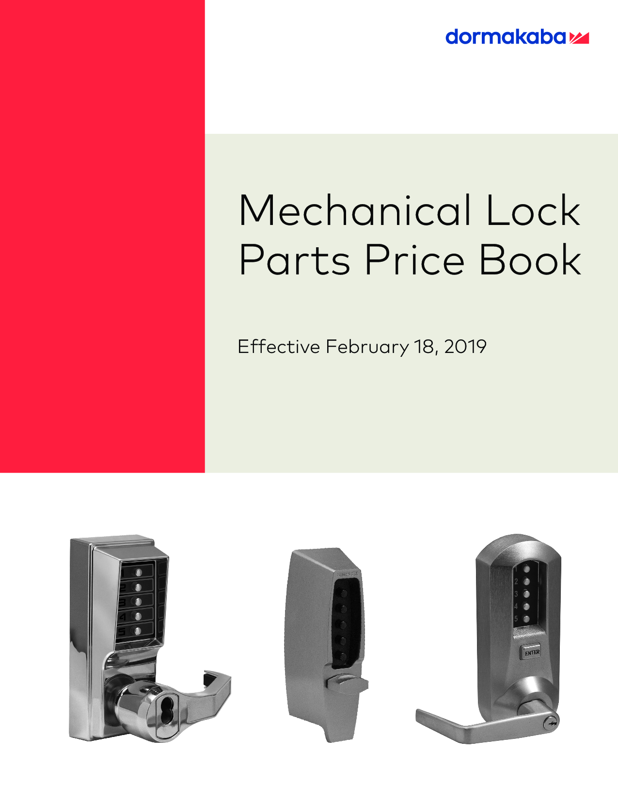 Kaba Access 2019 Mechanical Lock Parts Price Book (2/18/19) Pushbutton ...