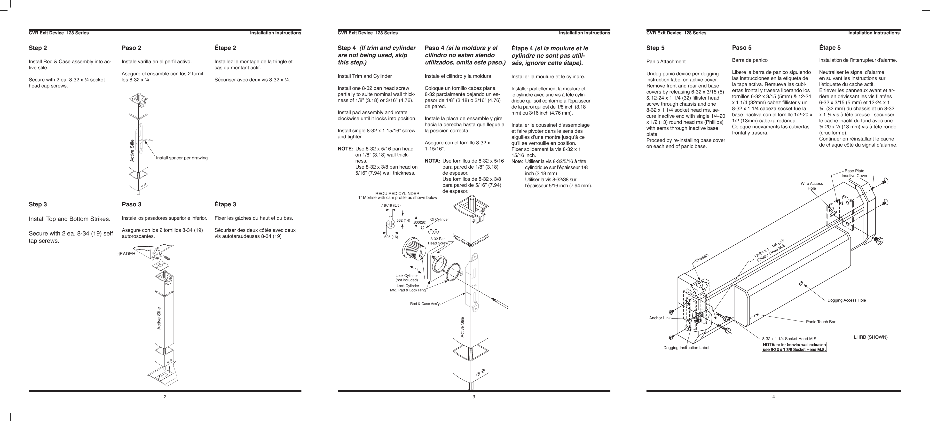 Kaba Ilco 128 Series CVE Exit Device Installation Instructions