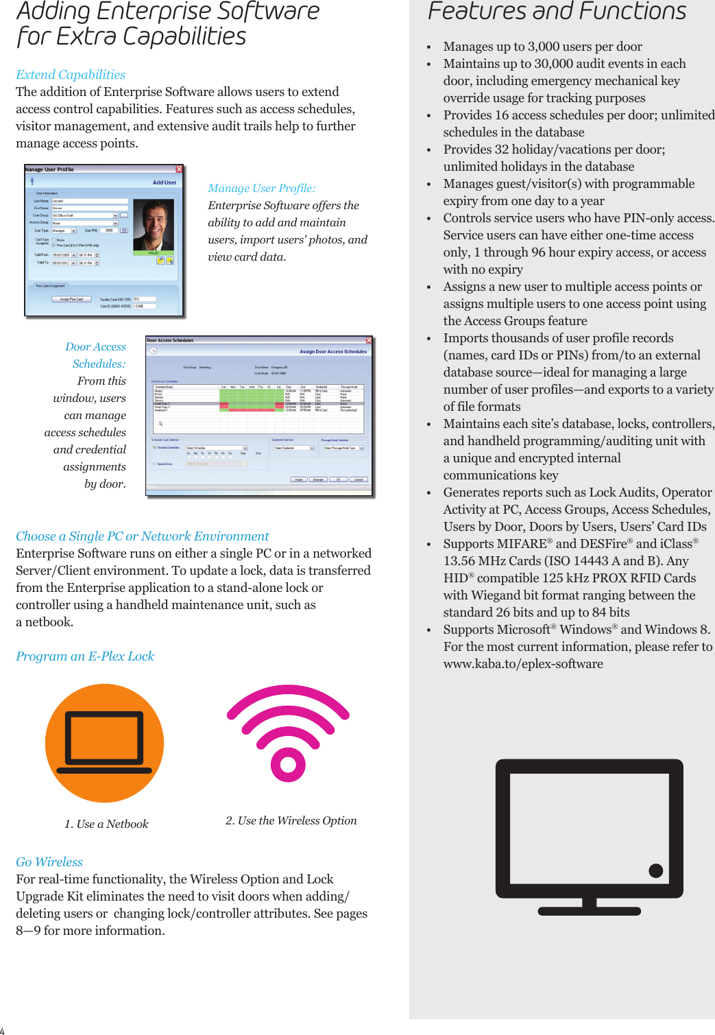 Kaba E Plex Enterprise Software With Wireless Option Brochure KAA1252