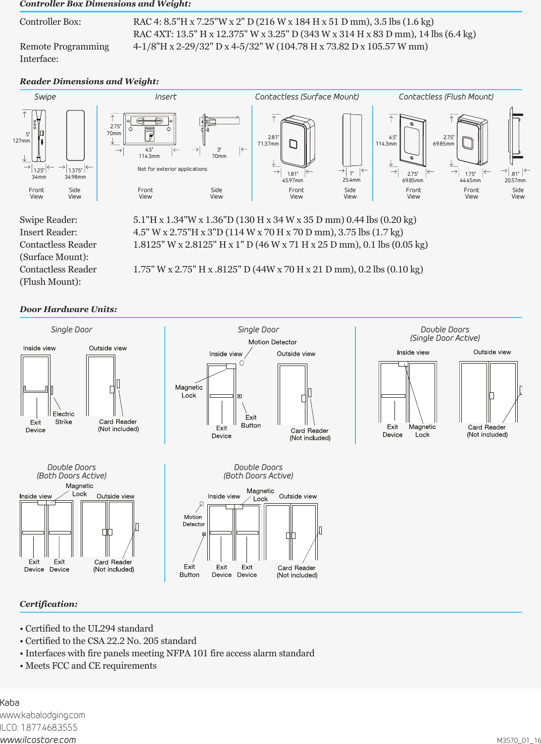 Kaba ILCO RAC 4 / 4XT Fact Sheet [M3570] m3570