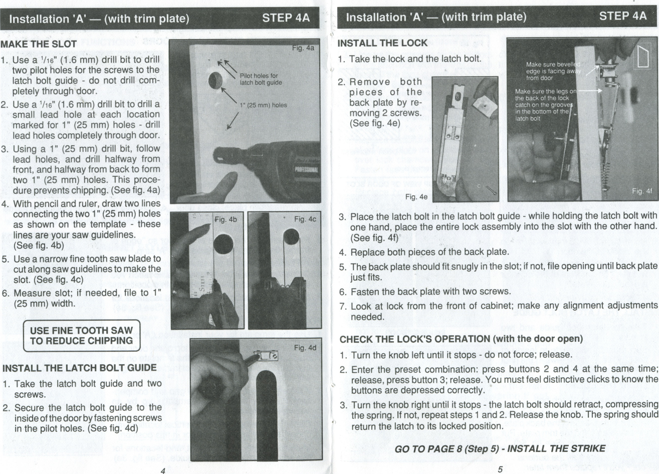 Kaba Simplex 9600 Spring Latch Installation Instructions D8 PKG1601